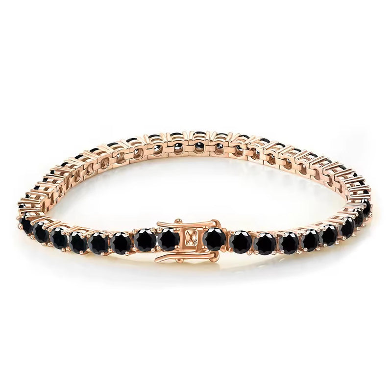 צמיד טניס רוז גולד מואסנייט שחור 5.2 קראט – Makeda Jewelry