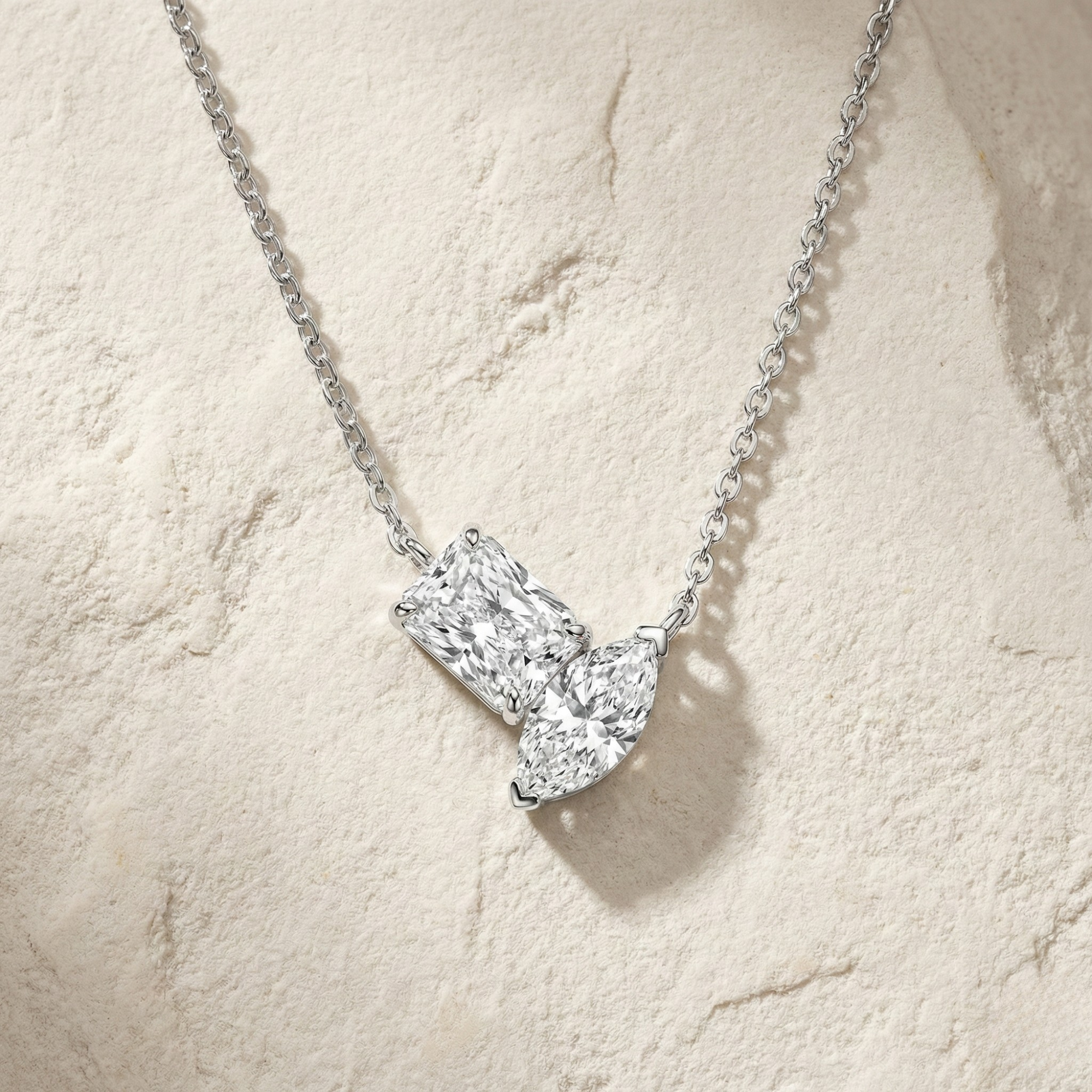 שרשרת מואסנייט 3 קראט מרקיזה ורדיאנט – Makeda Jewelry